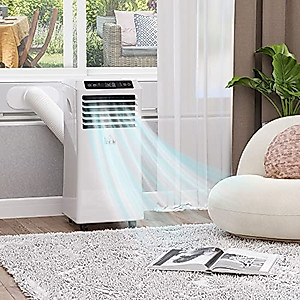HOMCOM 8000 BTU Mobile Portable Air Conditioner with Cooling, Dehumidifier, and Ventilating with Remote Control, 2 Speed Fans, 24-Hour Timer for Bedroom, Living Room, Home Office, White