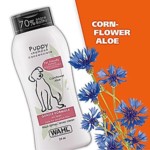 Wahl Gentle Puppy Shampoo for Pets – Cornflower & Aloe for Grooming Dirty Dogs - 24 Oz - Model 820002A