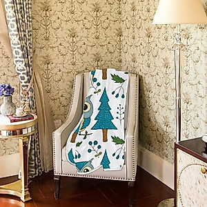 DreamBay Soft Throw Blanket for Couch Sofa Forest Owls and Fir Trees Lightweight Blanket Women Microfiber Blanket for Bed Office Camping Travel 50x60 inches