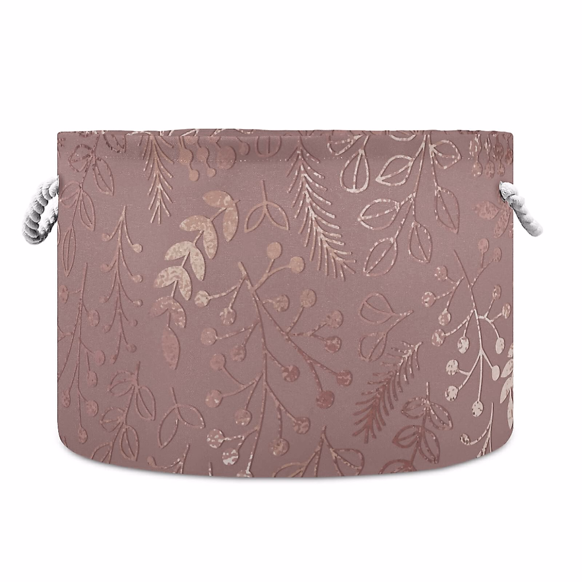 xigua Rose Gold Flower Large Round storage basket 20 x14 Inches Collapsible Round Storage Bin, Laundry Basket Organizer for Towels, Blanket, Toys, Clothes