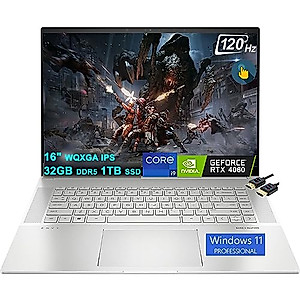 HP Envy 16 Gaming Laptop | 16" WQXGA 120Hz Touch 400nits 100% sRGB | 13th Gen Intel 14-Core i9-13900H | 32GB DDR5 1TB SSD | GeForce RTX 4060 8GB | Backlit Thunderbolt USB-C Win11Pro +32GB MicroSD Card