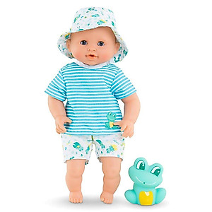 Corolle Bebe Bath Marin Baby Doll - 12" Soft-Body with Rubber Frog Toy, Safe for Water Play in Bathtub or Pool, Vanilla-Scented - for Kids sges 18 Months and up