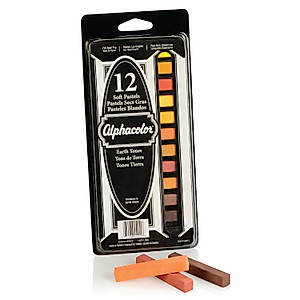 Derwent Alphacolor Soft Square Pastels, Earth Tones, 12 Pastels per Set (145011)