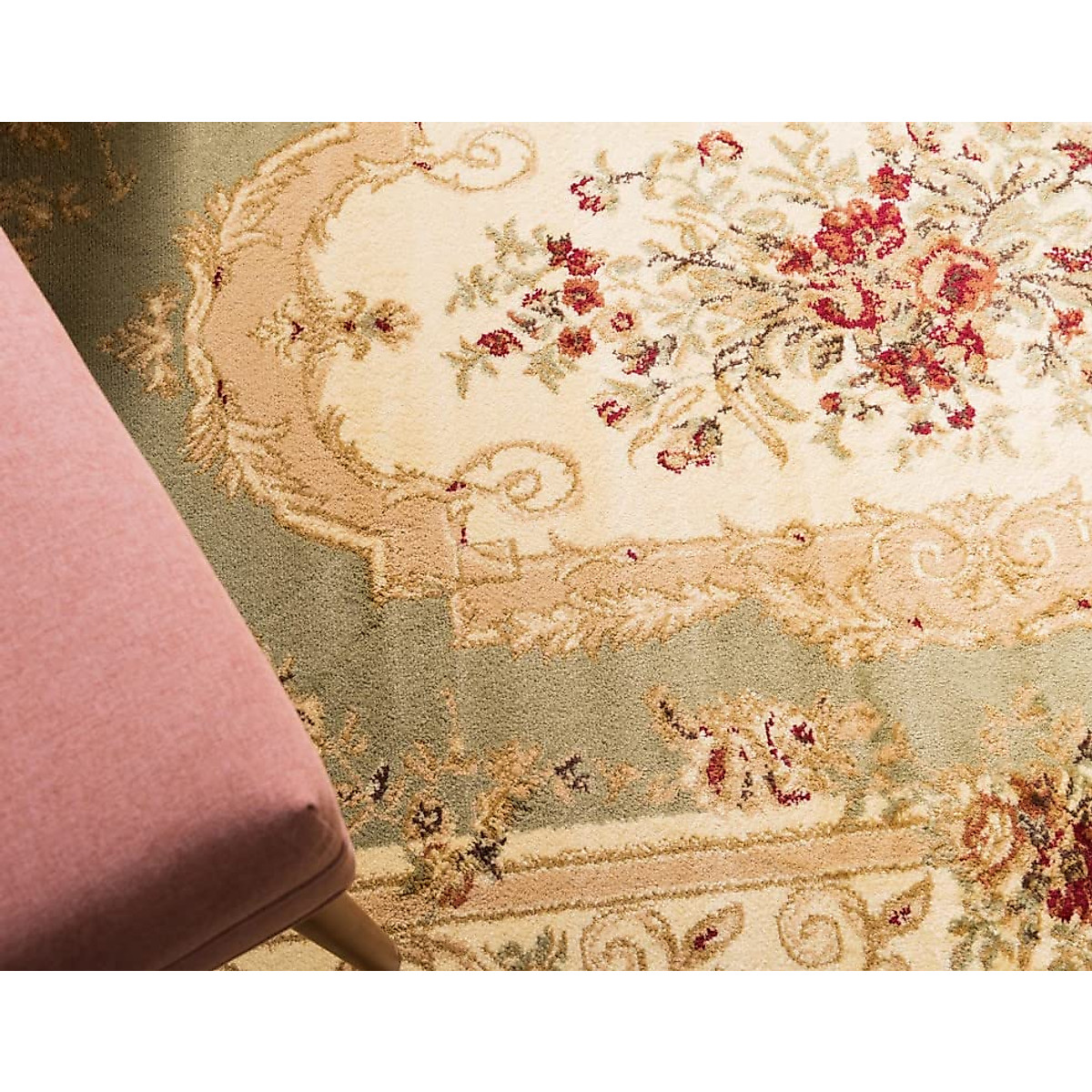 Unique Loom Versailles Collection Traditional Classic Floral Motif Area Rug (10' 0 x 13' 0 Rectangular, Green/ Ivory)