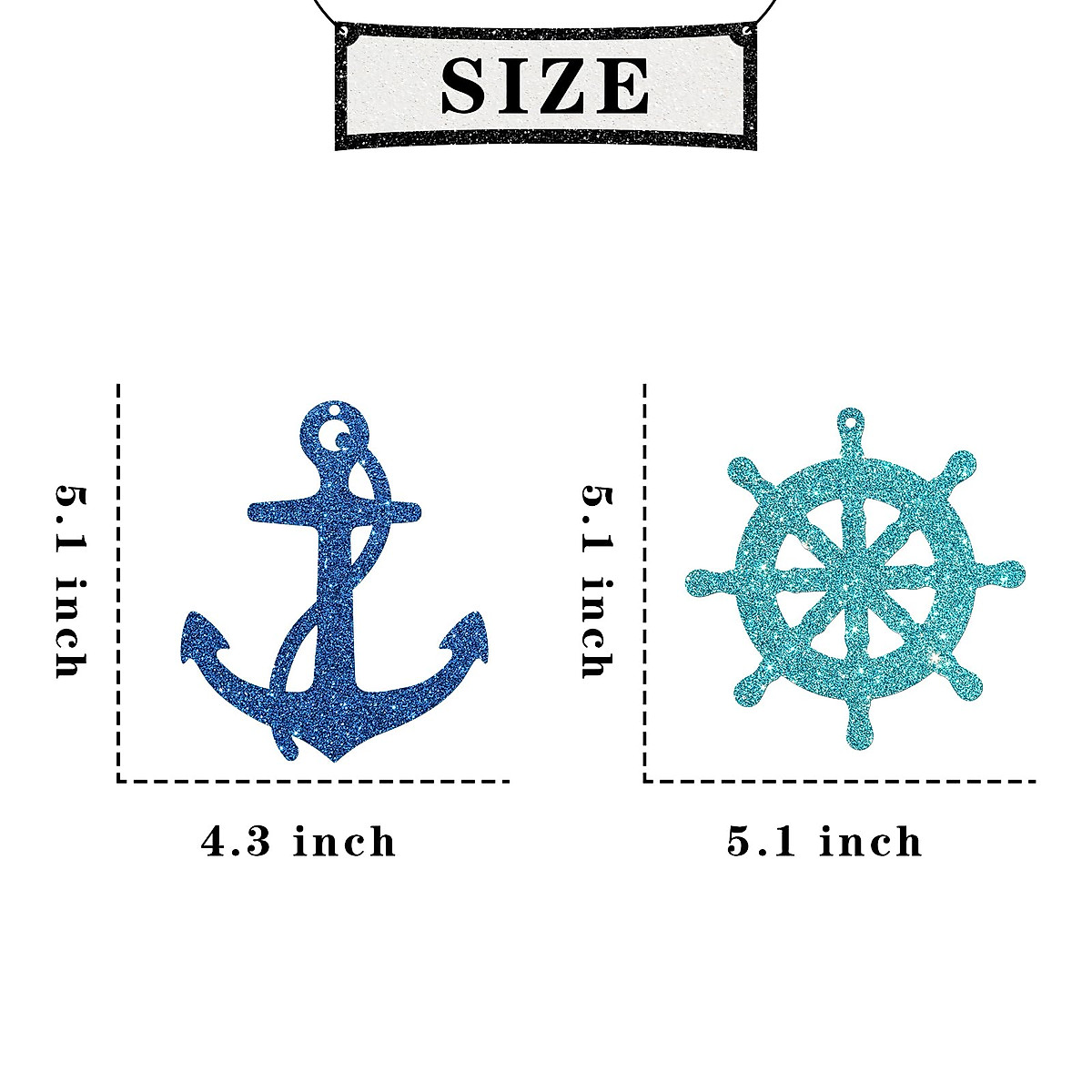 Maicaiffe Nautical Hanging Swirl Decorations - Glitter 15 Pcs Ship Anchor Baby Shower Party Supplies - Wedding - Engagement - Birthday Streamers - Nautical Sailor Party Foil Swirls Ceiling Decorations