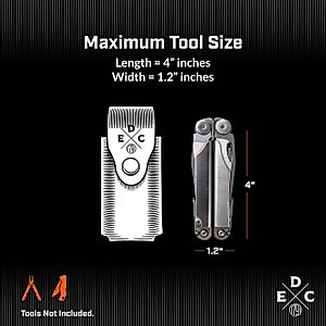 1791 EDC Multitool Sheath, American Leather Multitool Pouch for Belts with Snap, Compatible with Full Size Leatherman, SOG and Gerber. Max Size = 4" Long