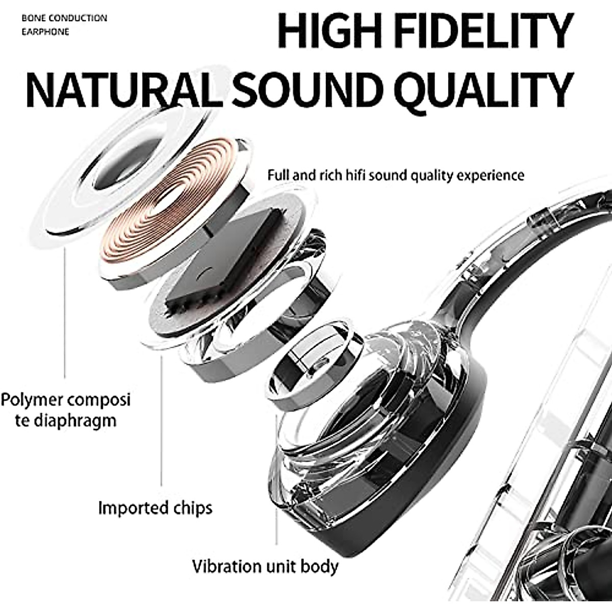 Newly Premium Bone Conduction Open-Ear Sport Headphones — Noise Cancelling Earphones - Built-in Mic Sweat Resistant Earphones for Workouts and Running with Deep Base (Black)-2