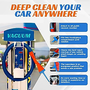 Leanclean Universal Auto Crevice Lightweight Tool Attachment - DIY Cleaning Accessory for Deep-Cleaning Any Vehicle Interior - Compatible with Car Wash Vacuum and Gas Station Vacuums