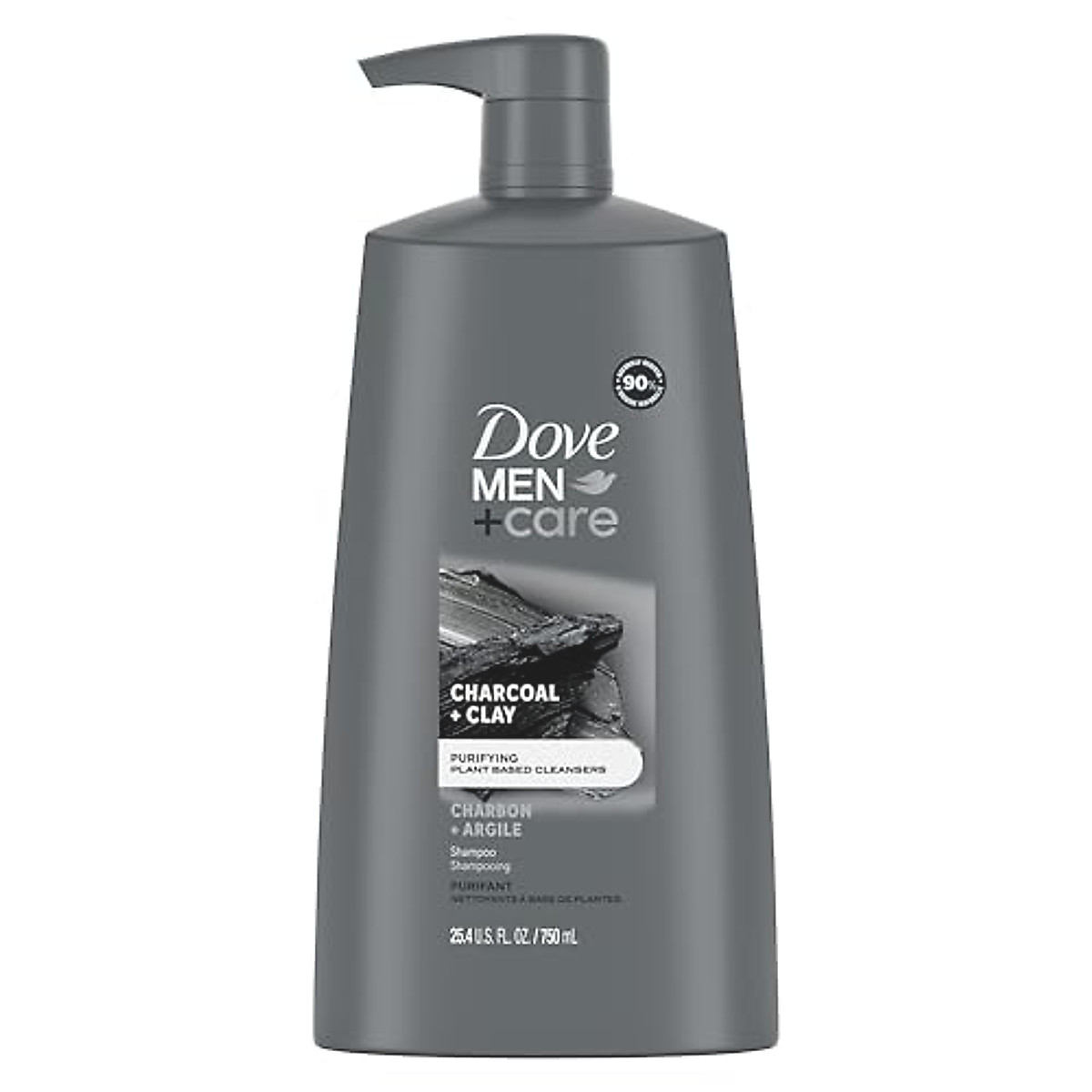 Dove Men+Care Men Shampoo For Healthy-Looking Hair Charcoal + Clay Naturally Derived Plant Based Cleansers 25.4 oz