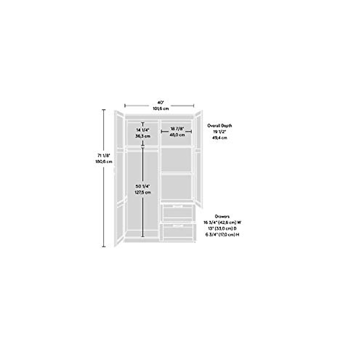 Sauder Large Storage Cabinet, Soft White Finish
