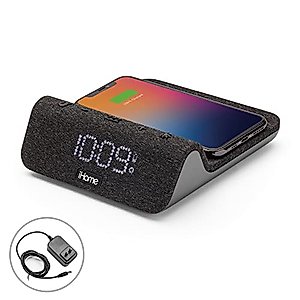 iHome Wireless Charger with Alarm Clock and Night Light, Digital Clock with iPhone Fast Charger, Samsung Fast Charger, and USB Charger for Apple and Samsung Devices