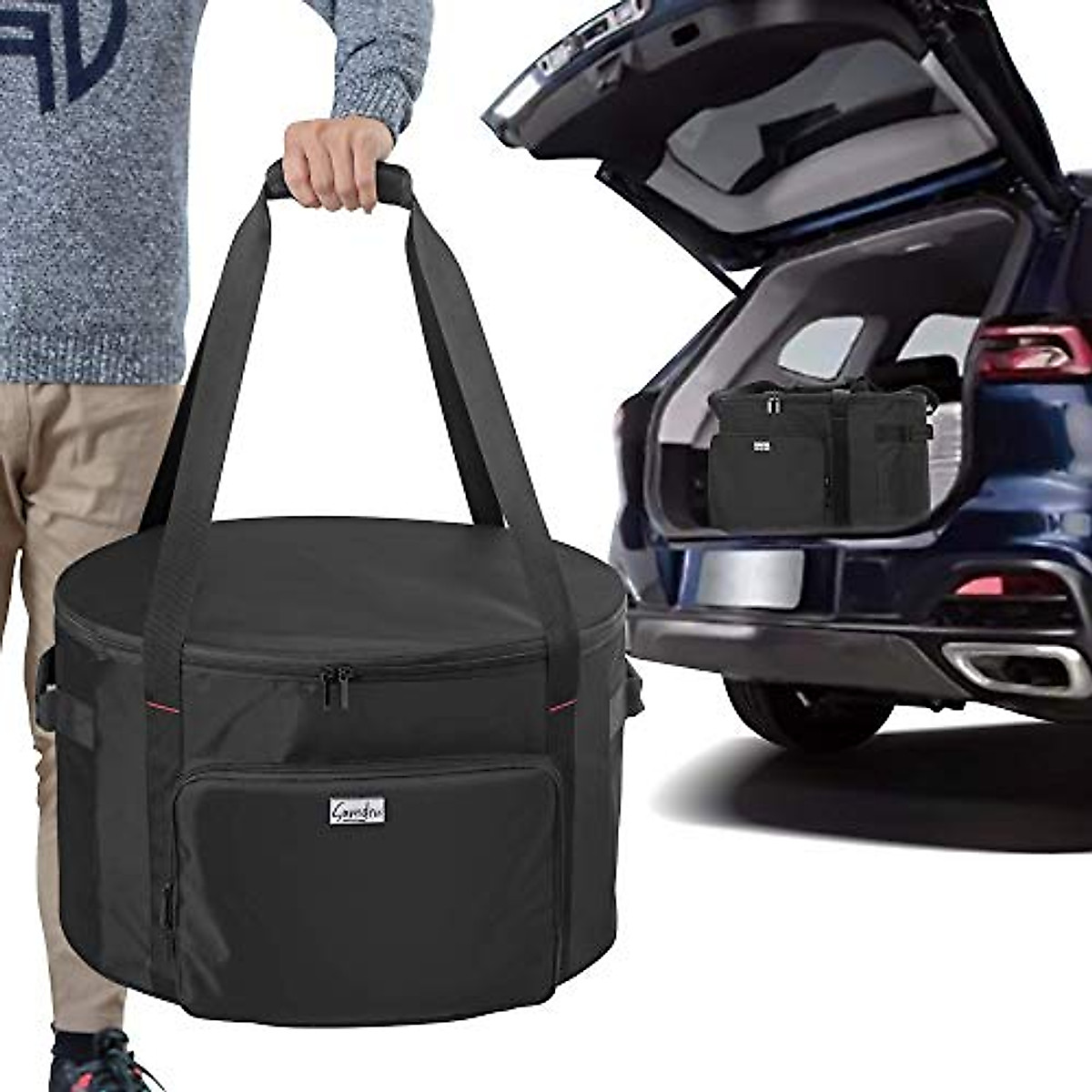 SAMDEW 19-Inch Outdoor Fire Pit Bag and 20lb Propane Tank Bag, Black, Bag Only