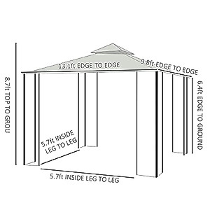 Outsunny 10' x 13' Patio Gazebo, Outdoor Gazebo Canopy Shelter with Curtains, Vented Roof, Steel Frame for Garden, Lawn, Backyard and Deck, Cream White