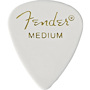 Fender Classic Celluloid Guitar Picks 351 Shape, Stocking Stuffers, Guitar Accessories, White, Medium, 12-Pack