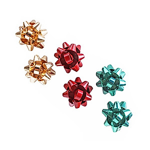 VK Accessories 3 Pair Bow Studs Christmas Girls Earrings 3 Color(Green, Golden, Red)