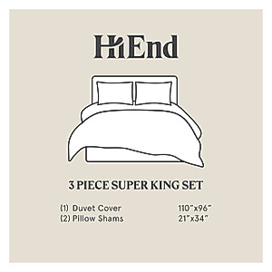 HiEnd Accents High Shine Satin 3 Piece Duvet Cover Set, Super King Size, Champagne Solid Color, Classic Traditional Modern Style Luxury Bedding, 1 Comforter Cover and 2 Pillowcases