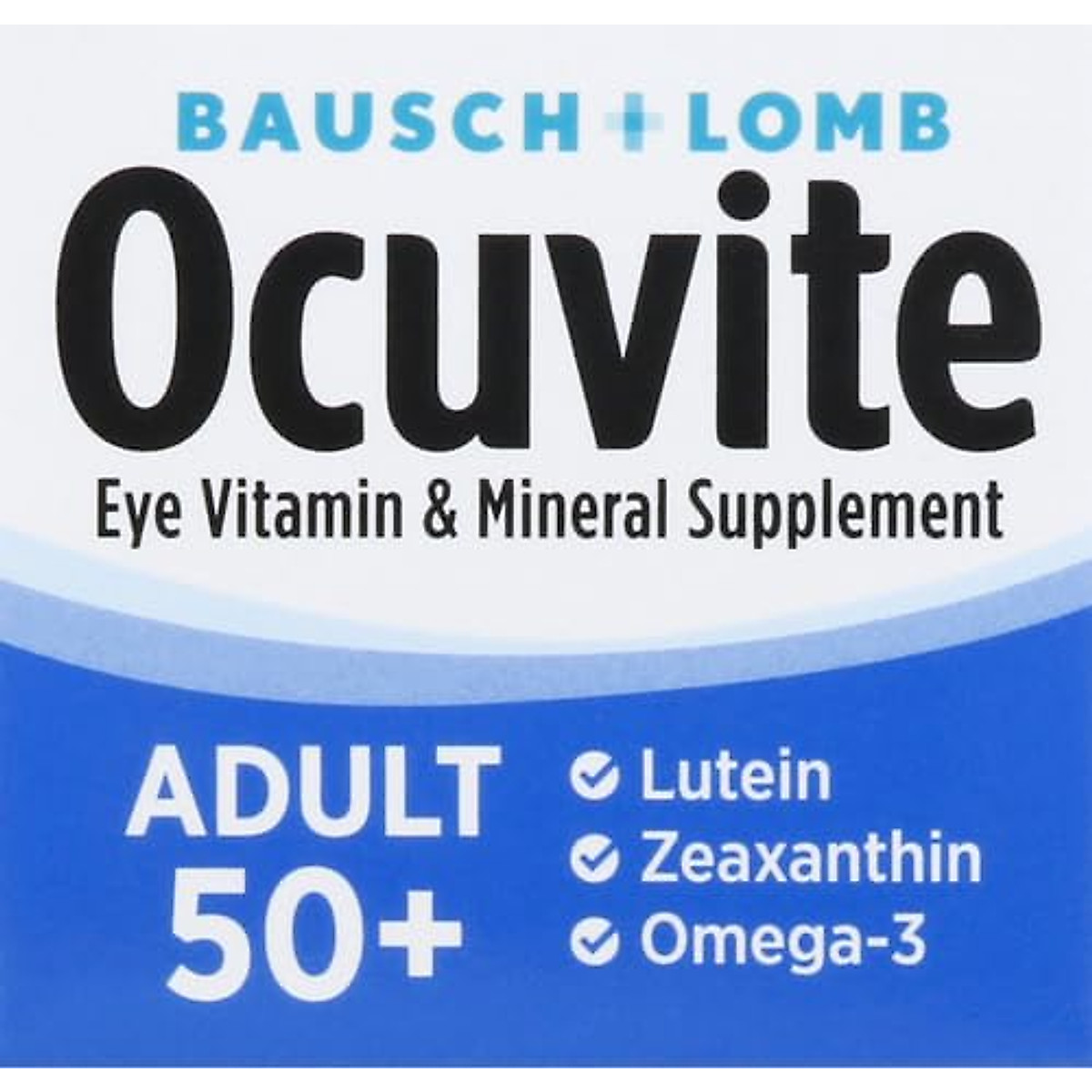 Ocuvite Eye Vitamin & Mineral Supplement, Contains Zinc, Vitamins C, E, Omega 3, Lutein, & Zeaxanthin, Bausch & Lomb Ocuvite Adult 50+ Eye Vitamin & Mineral Softgels, 50 Count (Packaging May Vary)