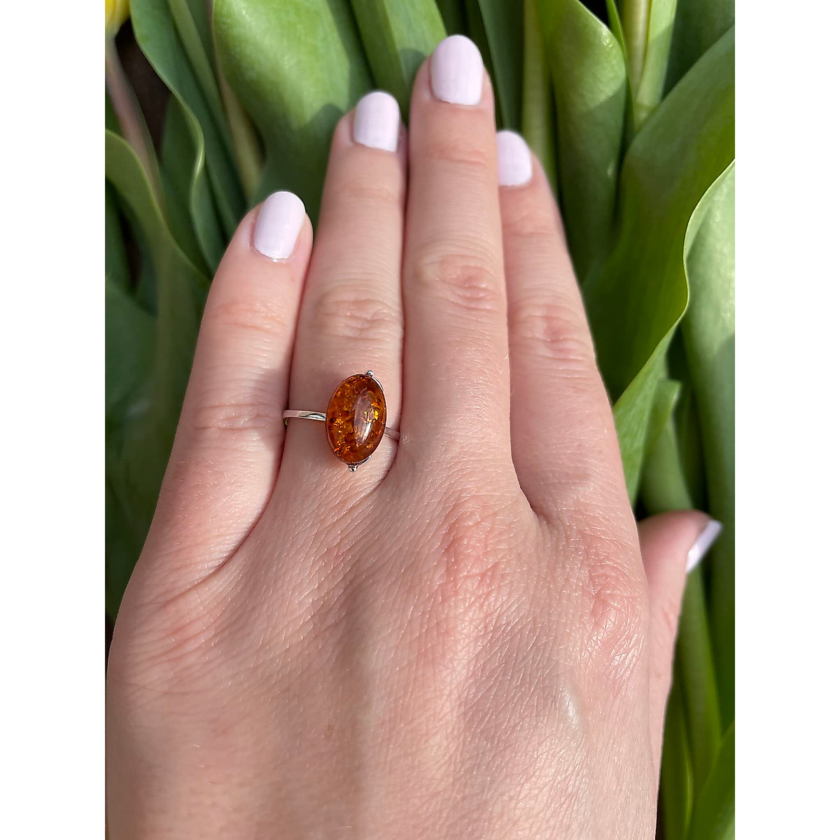 Gift Shoppe By Nina Natural Baltic Elegant Cognac Amber and Sterling Silver Ring (7)