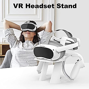 AMVR VR Stand for Quest 2, VR Headset and Touch Controllers Display Holder for Quest 2, PSVR 2, Quest, Rift, Rift S or Valve Index (White, Just VR Stand)