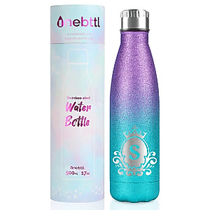 Personalized Water Bottles for Girls, Girly Gifts for Teens, Tweens, Women on Birthday, Christmas, Cute Insulated Bottles With No Straw for School, S