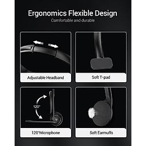 NUBWO HW02 USB Headset with Microphone Noise Cancelling &in-line Control, Super Light, Ultra Comfort Computer Headset for Laptop pc, On-Ear Wired Office Call Center Headset for Boom Skype Webinars