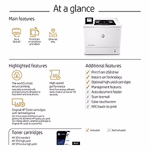 HP LaserJet Enterprise M608n Monochrome Printer with built-in Ethernet (K0Q17A), Light Gray