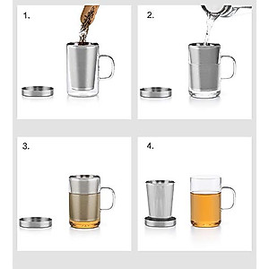 SAMADOYO High Grade Glass Tea Cup Home or Office Teacup W/t 304# Stainless Steel Infuser & Lid Borosilicate Glass SAMA S049A S050A (S050A-500ML)