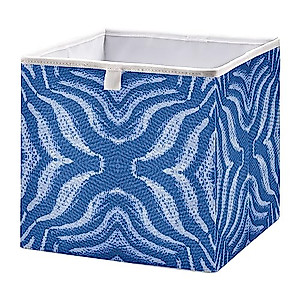 QUGRL Unique Denim Storage Bins Organizer Jeans Blue Foldable Clothes Storage Basket Box for Shelves Closet Cabinet Office Dorm Bedroom 15.75 x 10.63 x 6.96 in
