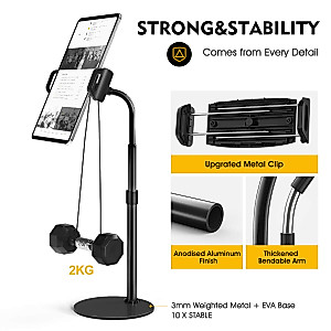 Licheers Tablet Stand and Holder Adjustable, Tablet Holder for Desk, Thick Case Friendly iPad Holder Stand Compatible with(4.7"-13") iPad Pro 12.9,10.9,10.2, Air Mini 4 3 2, Fire, Tab, Nexus, Kindle