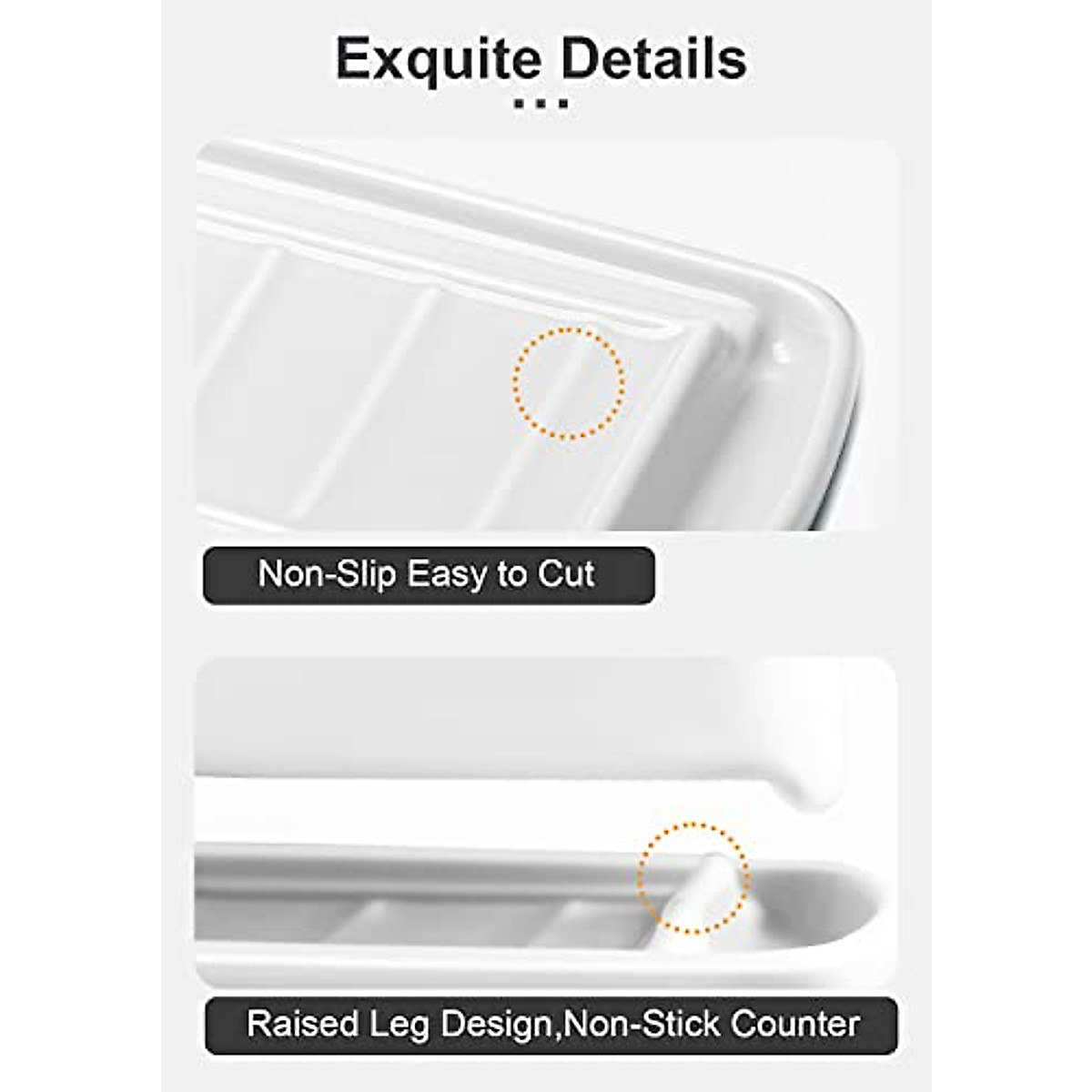 Nucookery Porcelain Butter Dish - Clean Table Design - Ceramic Butter Dishes with Lid for Countertop with Raised Non-Slip Strip - Holds 1 Standard Butter Stick - Easy to Clean & Dishwasher Safe. White