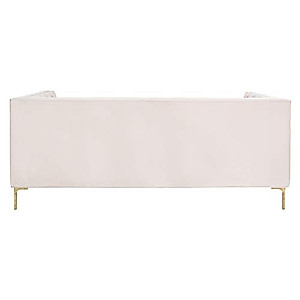 Safavieh Couture Home Vydia Glam Blush Pink Velvet and Gold Tufted Sofa