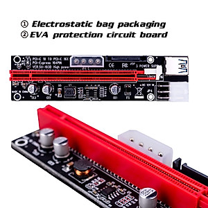 6 Pack PCI-E Riser with Led Notice, Multi-Interface Function Express Cable 1X to 16X Graphics Extension PCIe Riser,Powered Riser Adapter Card+60cm USB 3.0 Cable for Bitcoin Litecoin ETH Coin Mining