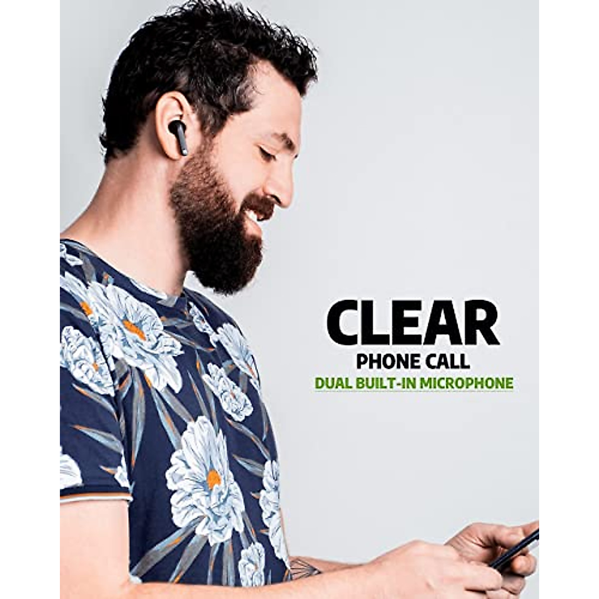 Wireless Earbuds, Active Noise Cancelling, 20 Hours Playtime, Workout Sweat Resistant, Touch Control (Gray)