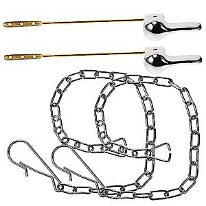 DOITOOL Toilet Accessories 6 Sets Toilet Handles Lever and Flapper Chains Flapper Chain Toilet Flush Tank Lever Metal Toilet Drain Valve Toilet Tank Handle Lever