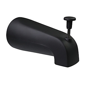 Westbrass A531D-1F-62 5-1/4" Reach Wall Mount Tub Spout with Front Diverter, Zinc, Matte Black