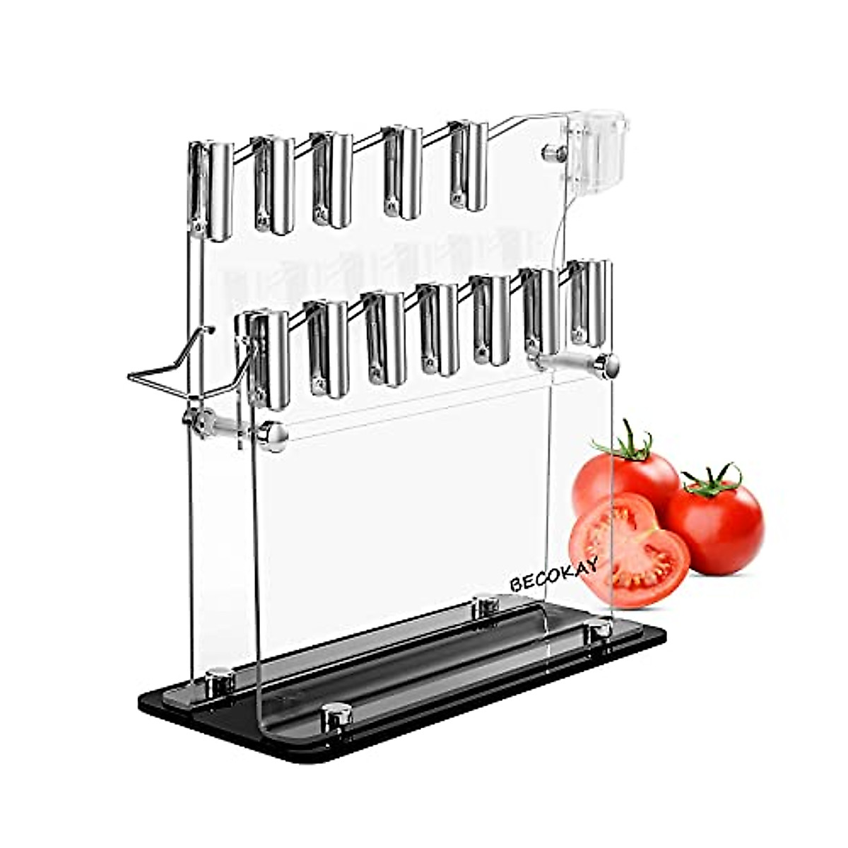 Premium Chef Knife Sets,14-Piece Kitchen Knives with Acrylic Stand, Full Tang Designed, High Carbon Stainless Steel Cutlery With Knife Sharpener & 6 Steak Knives, Ergonomic Handle & Gifted Box(Silver)