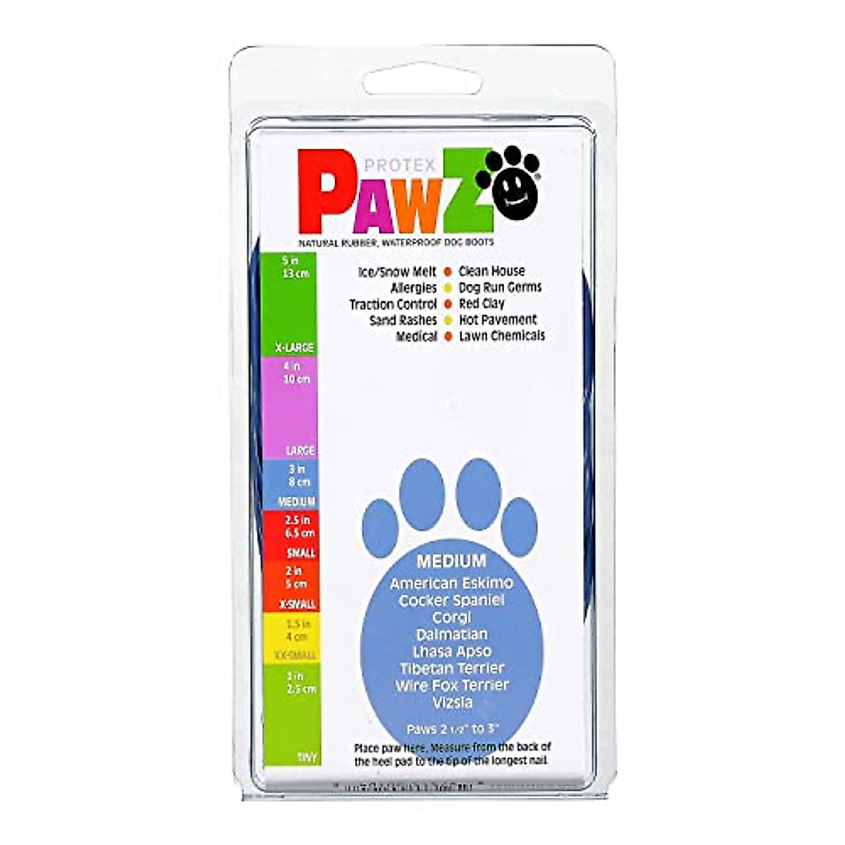 PawZ Dog Boots - Rubber Dog Booties - Waterproof Snow Boots for Dogs - Paw Protection for Dogs - 12 Dog Shoes per Pack (Blue, Medium)