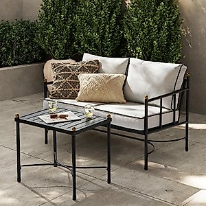 mopio Odelia Patio Loveseat, Small Outdoor Couch, Sofa, Conversation Piece, for Outside Lounging at Lawn, Front Porch, Balcony, Apartments, Yard, Bistro