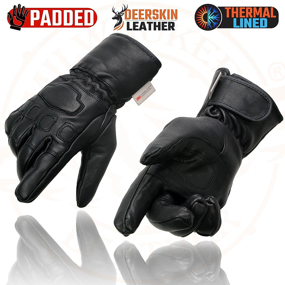 Milwaukee Leather Men's USA Deerskin Gauntlet Motorcycle Hand Gloves - 4X-Large
