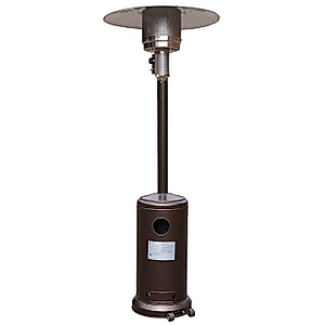 Flash Furniture Sol Patio Outdoor Heating-Bronze Stainless Steel 40,000 BTU Propane Heater with Wheels for Commercial & Residential Use-7.5 Feet Tall