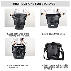 Rhinowalk 20L Bike Bag Waterproof Bicycle Pannier Rear Seat Bag for Cycling Bicycling Traveling Riding, Black