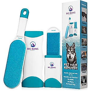 Pet Hair Remover Brush - Dog Hair Remover for Clothes - lint Brush pet Hair Remover - Reusable Fur Remover for Furniture and Clothing - Light pet Dander Remover with self Cleaning Base