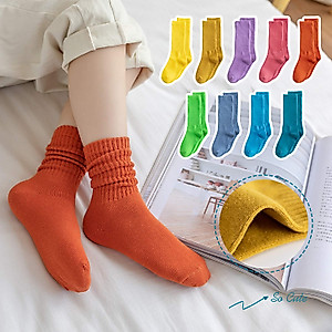 MINI PANDA Girls Socks,Little Girl Socks,Socks for Girls 6-8 Years,Long Socks for Girls 9 Pairs (9 colors, 6-8 Years)