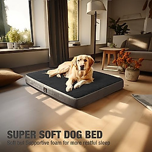 Veehoo Orthopedic Dog Bed for Medium Dogs - Medium Dog Bed with Washable Cover and Portable Handle, Dog Crate Bed Ped Bed Suitable for Dogs Up to 40lbs, Black