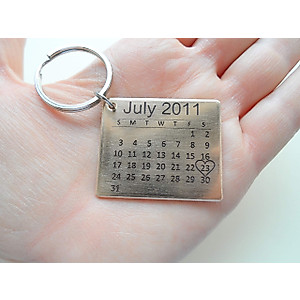 Custom Personalized Bronze Anniversary Calendar Keychain, Anniversary Gift, Husband Wife Key Chain, Boyfriend Girlfriend Gift, Customized Couples Keychain