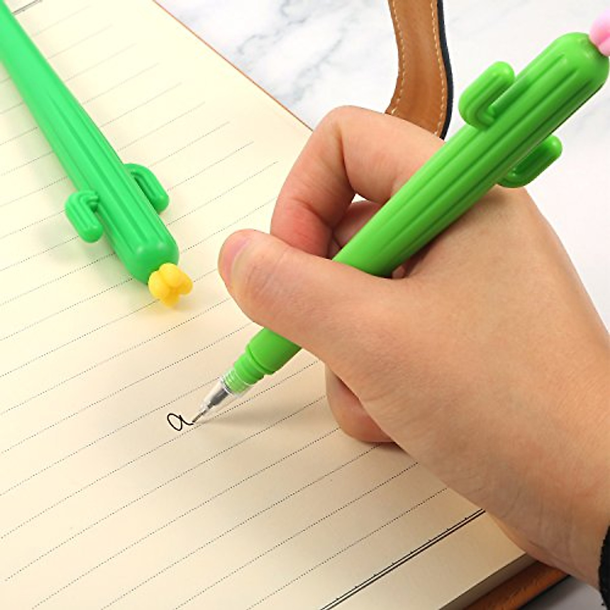 TOODOO 12 Pieces Cactus Rollerball Pens 0.5 mm Black Ink Pens Vibrant Cute Plant Pen for School Home Office (12 Pieces)