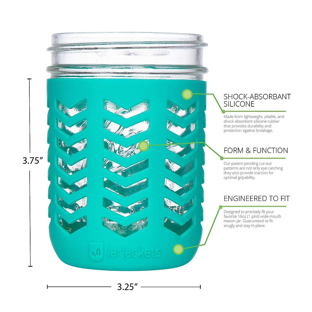 JarJackets Silicone Mason Jar Protector Sleeve - Fits Ball, Kerr 16oz (1 pint) WIDE-Mouth Jars | Package of 4 (Multicolor) …