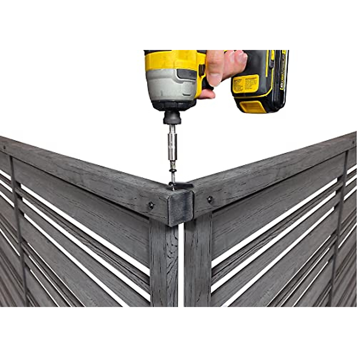 Enclo Privacy Screens EC18015 4 ft H x 5.3 ft W Fresno Outdoor Privacy Fence Screen WoodTek Vinyl No-Dig Kit 2 Panels, Charcoal