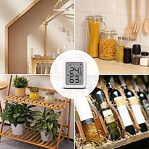 SwitchBot Thermometer Hygrometer, Bluetooth Indoor Humidity Meter for Home, Temperature Sensor with App Control, Large LCD Display, Notification Alerts, 2-Year Data Storage Export