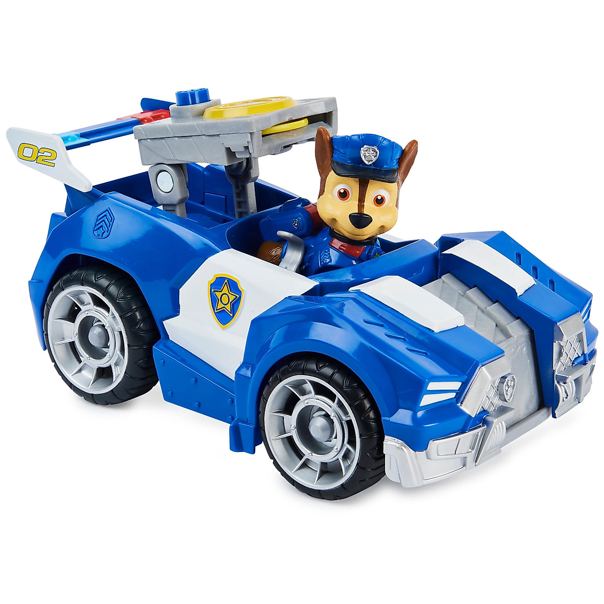 Paw Patrol, Chase’s Deluxe Movie Transforming Toy Car with Collectible Action Figure, Kids Toys for Ages 3 and up